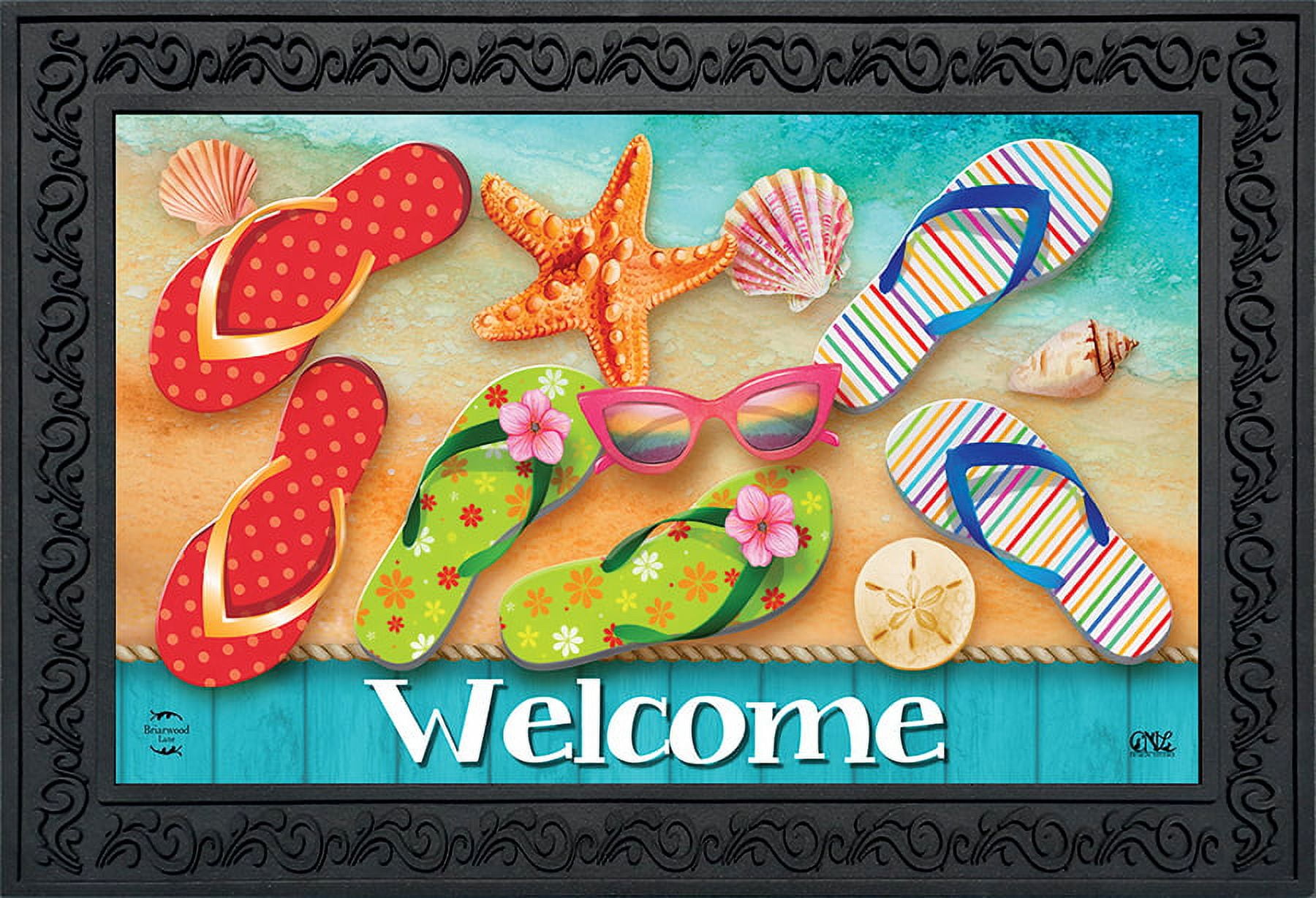 Surfside Flip Flops Summer Doormat Welcome Beach Indoor Outdoor 30" x ...