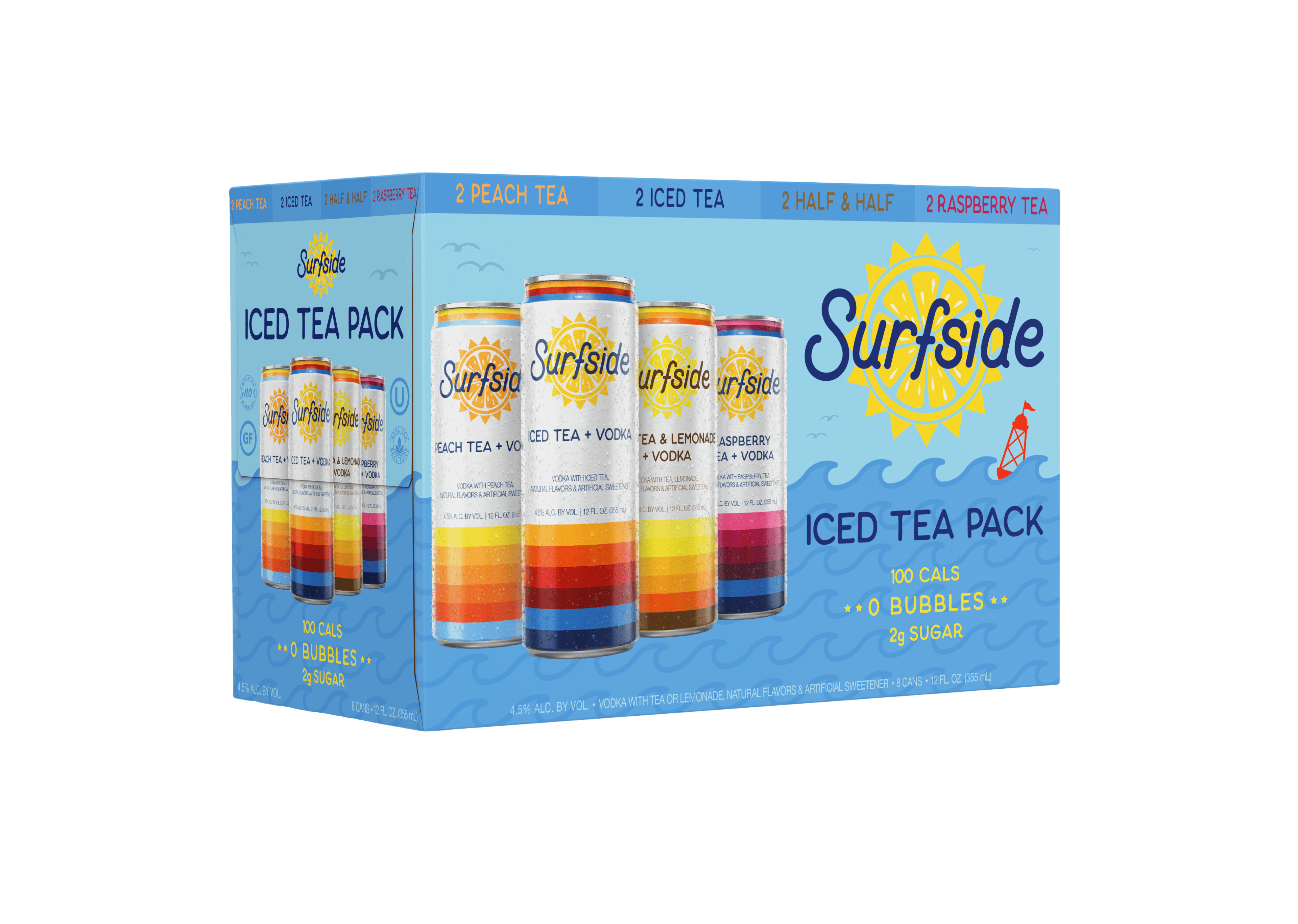 Surfside Iced Tea Vodka Variety Pack, 8 Pack, 12 oz Cans, 4.5% ABV ...