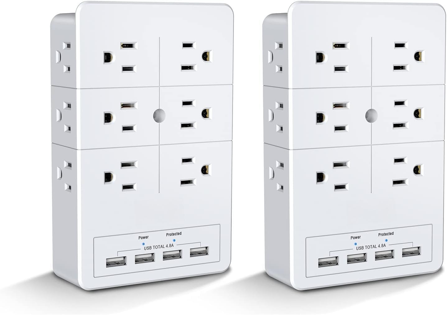 Surge Protector 2-, Multi Outlet Plug with 4 , Wall Box Multiports ...