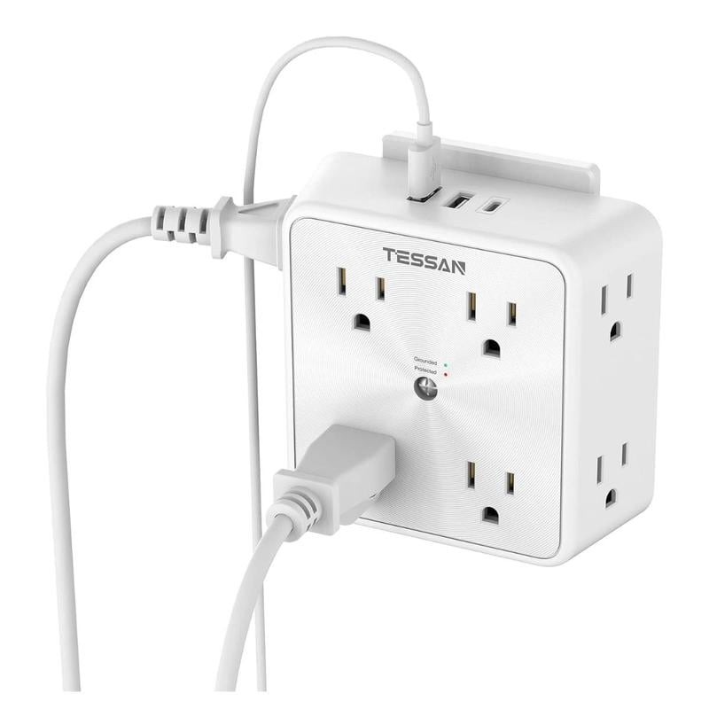 Surge Protector 8 Outlet Extender with USB C Wall Charger 3 Sides Multi ...