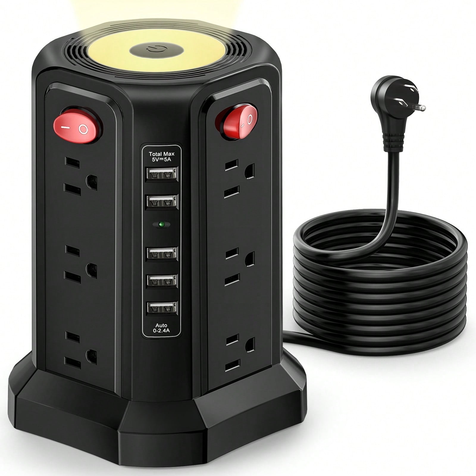 Surge Protector Electrical Sockets With 5 USB Ports And Night Light ...