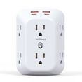 Surge Protector Outlet Extender, 6-Outlet Splitter with 4 USB Wall ...