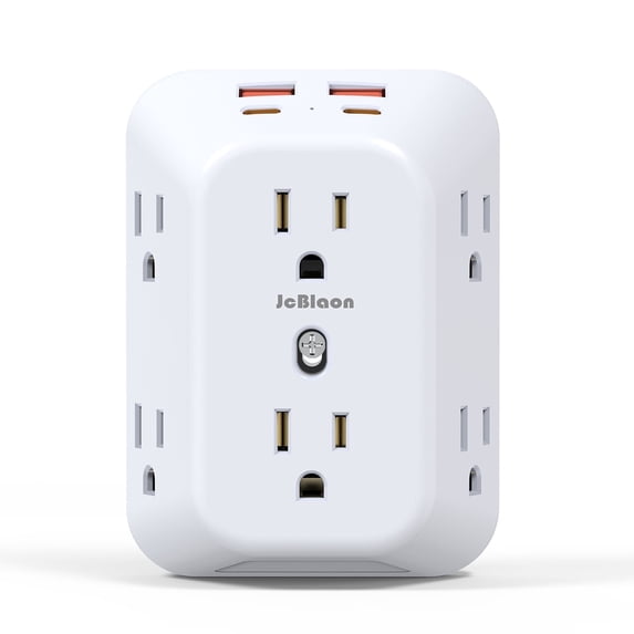 Surge Protector Outlet Extender, 6-Outlet Splitter with 4 USB Wall ...