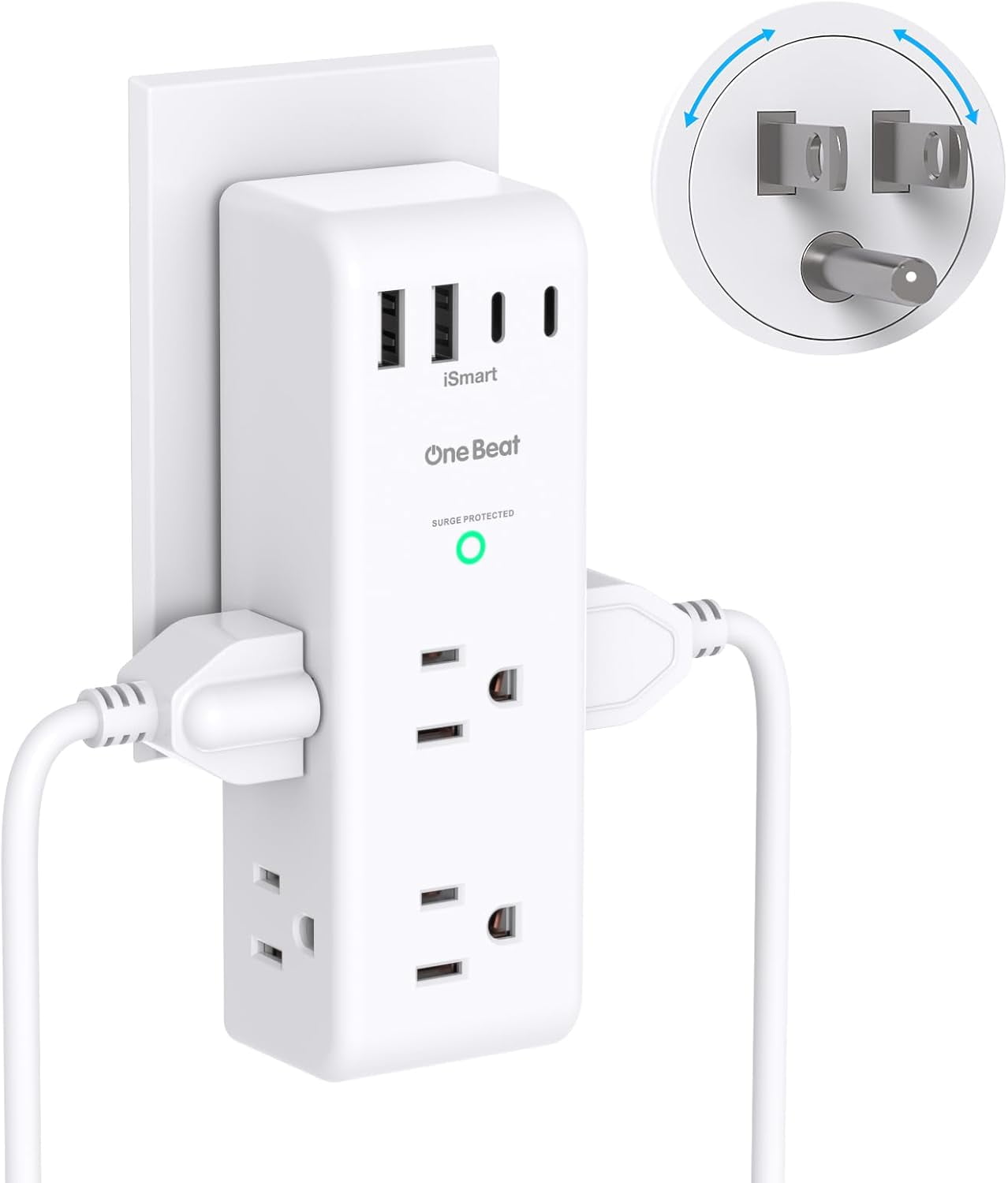 Sur Protector Outlet Extender - with Rotating Plug, 6 AC Multi Plug 4 ...