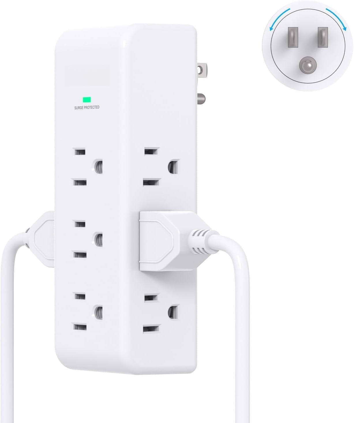 Surge Protector Outlet Extender with Rotating Plug, 9 AC Multi Plug ...