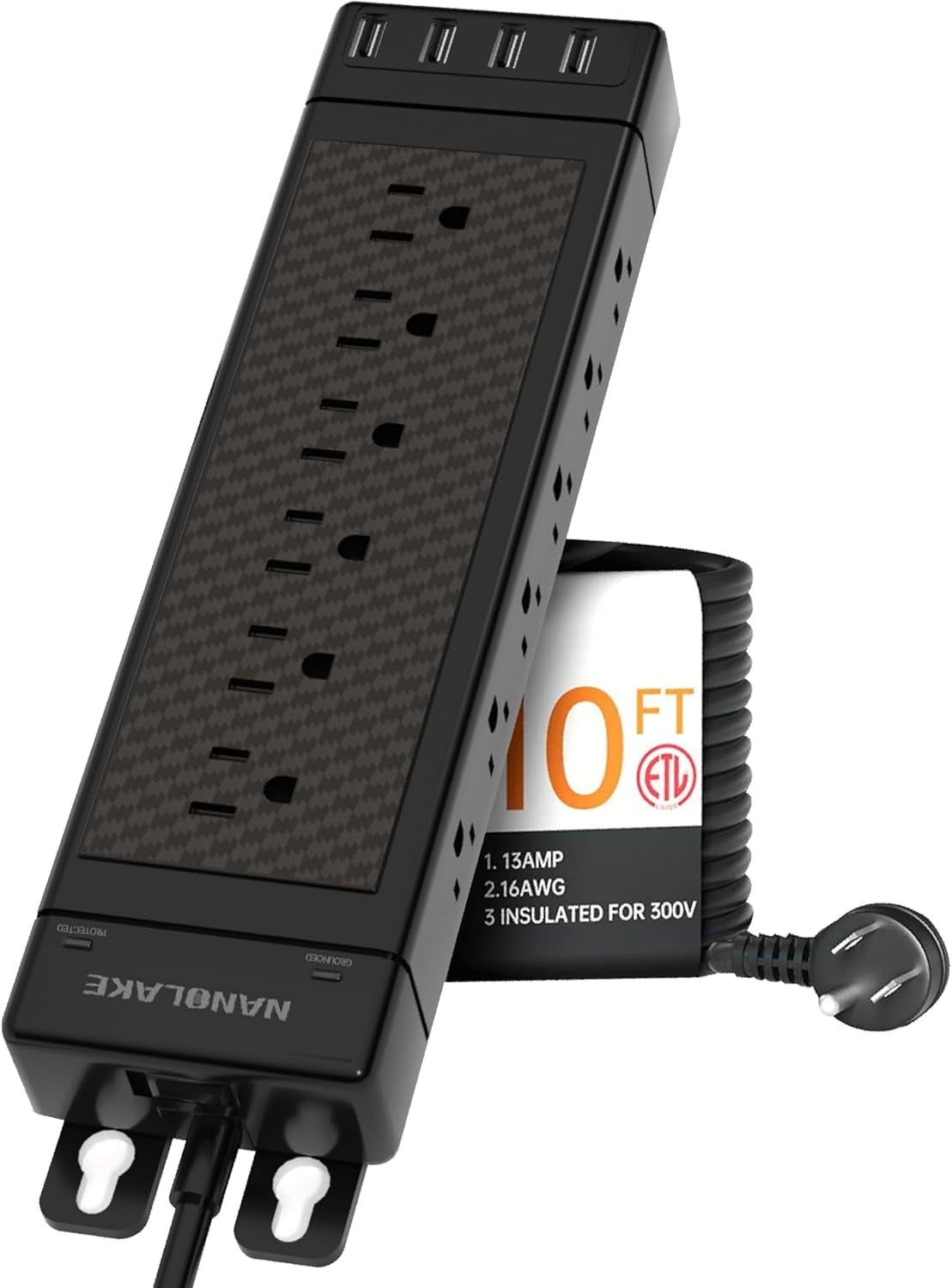 Surge Protector Power Strip 10 ft Cord with Heavy Duty High Joules ...