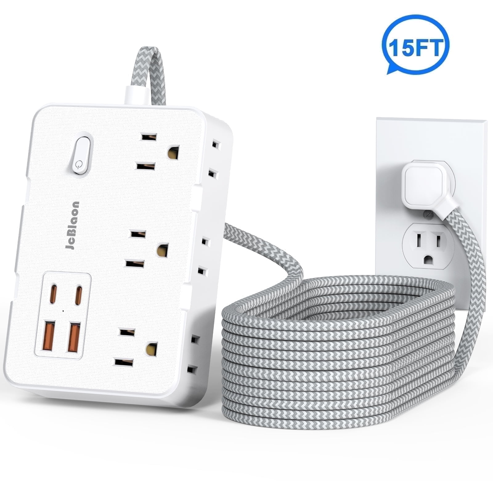JcBlaon Surge Protector Power Strip, 1050J Protection, 6 Outlets, 4 USB ...