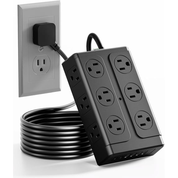 Surge Protector Power Strip - 10FT Extension Cord with 12-Outlet 4 -A ...