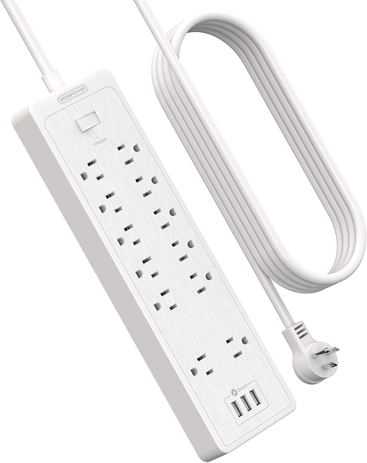 Surge Protector Power Strip 15ft Extension Cord 12 Outlet 3USB Port ...