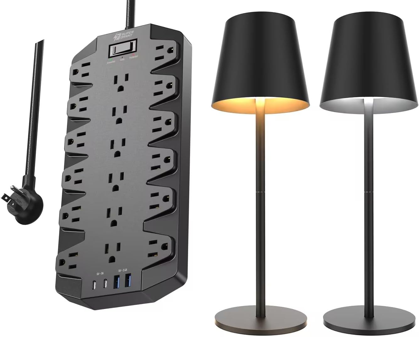 Surge Protector Power Strip,18 AC Outlets with 2 USB C and 2 USB A ...