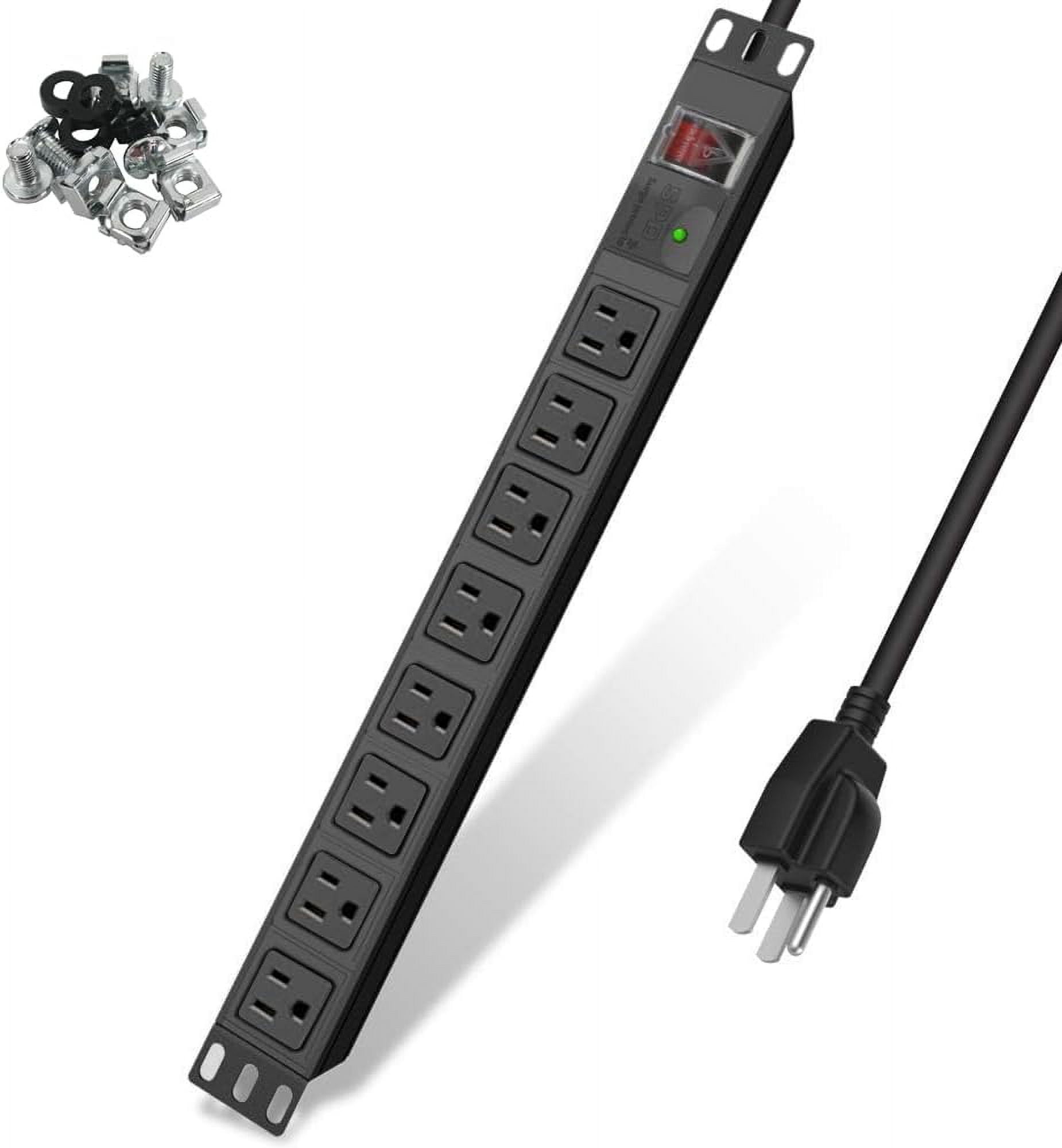 Surge Protector Power Strip 1U Rack Mount PDU,8 Wide-Spaced Outlet ...