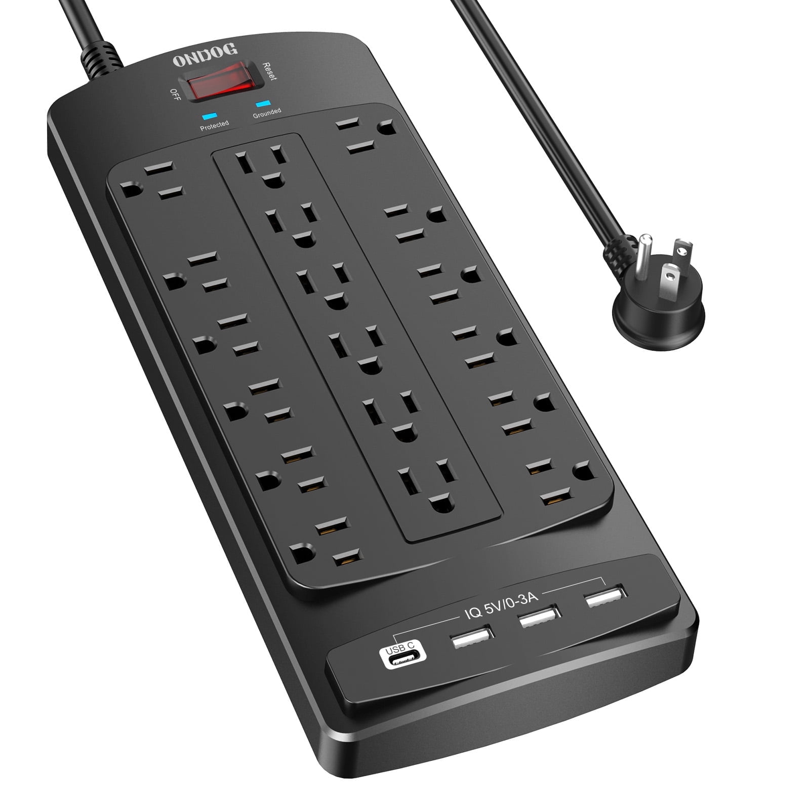 ONDOG Surge Protector Power Strip 2100J with 18 Outlets and 4 USB Ports ...
