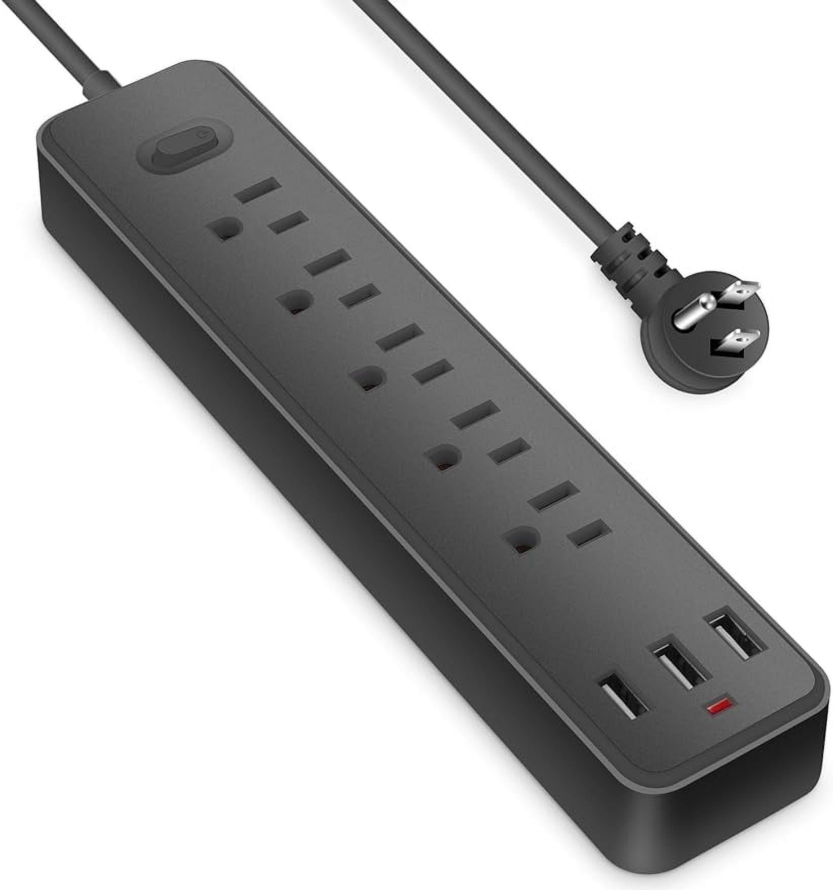 Surge Protector Power Strip - 5 AC Outlets, 3 USB Ports, Overload ...
