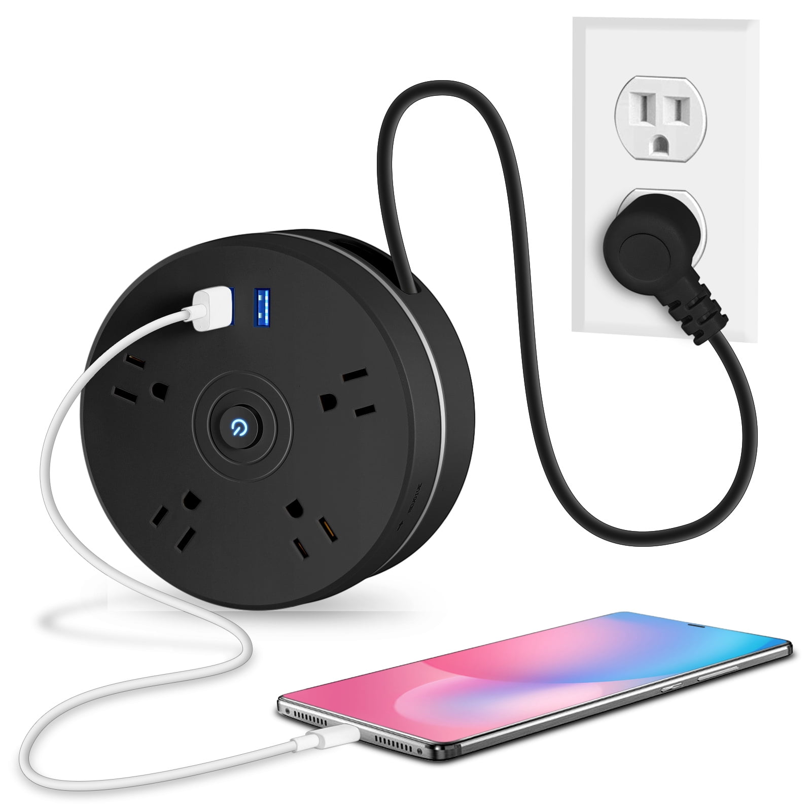 Gzjevcy Surge Protector with 4 Outlets, 2 USB Ports, 5.9 FT Cord ...