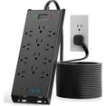 Surge Protector Power Strip 4800J, 10Ft Long Extension Cord Flat Plug ...