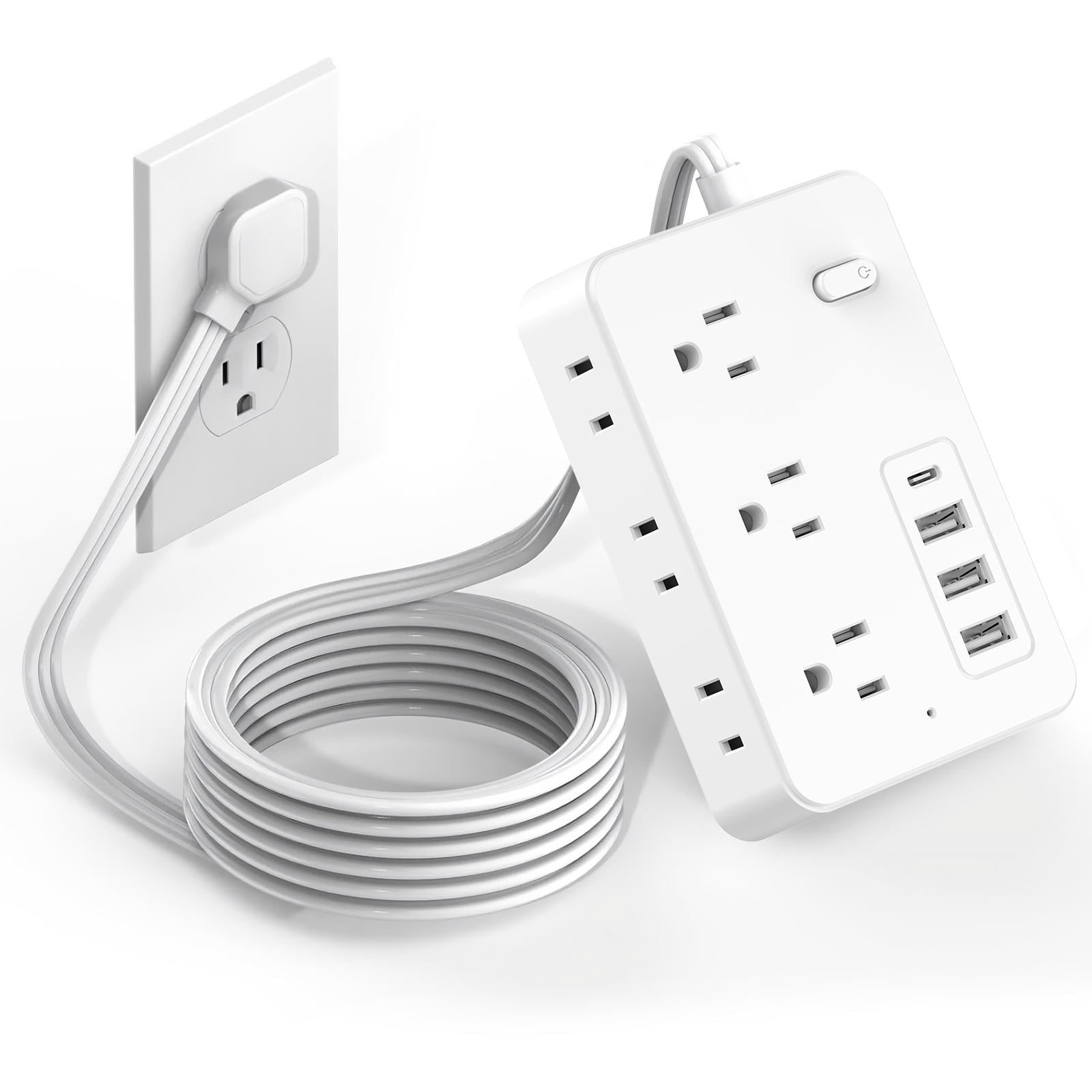Surge Protector Power Strip with 5-Foot Flat Plug Extension Cord, 6 ...