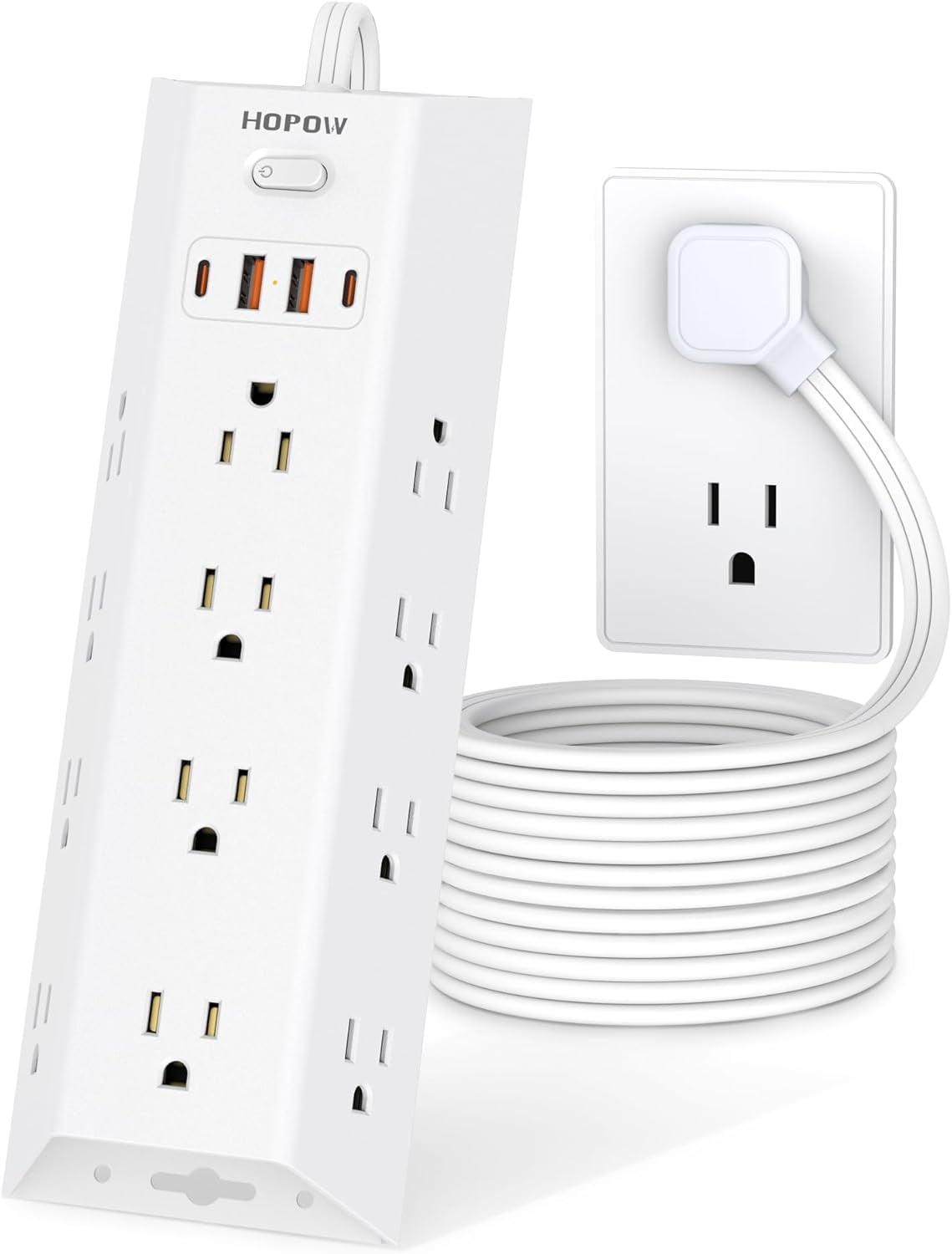 Surge Protector Power Strip, 5FT Extension Cord with 12 AC Outlets & 4 ...