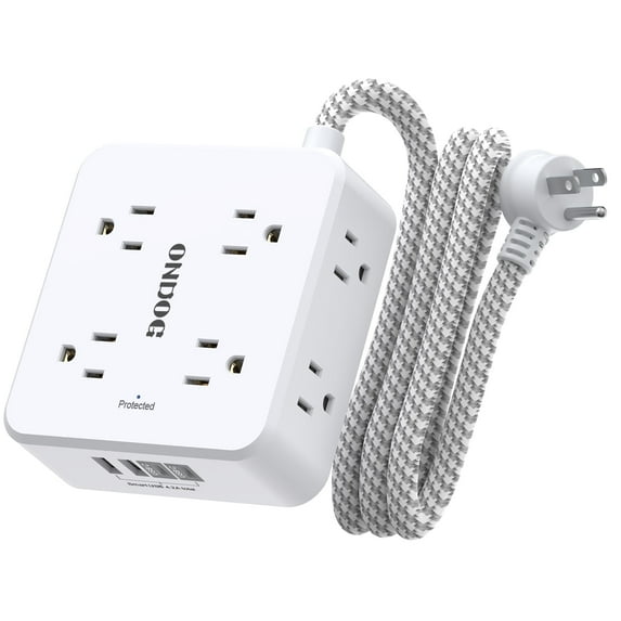 ONDOG Surge Protector Power Strip, 8 Outlets, 4 USB C Ports, Flat Wall ...