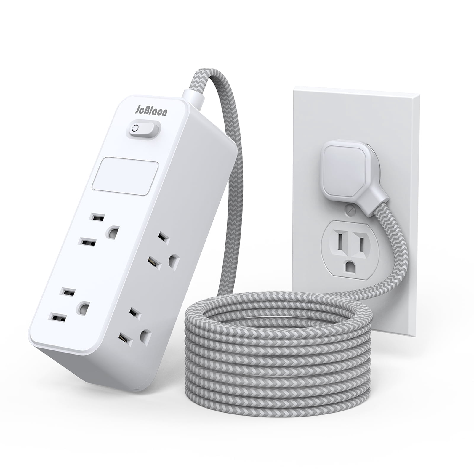 Surge Protector Power Strip 5ft Braided Extension Cords Ultra Thin Flat ...