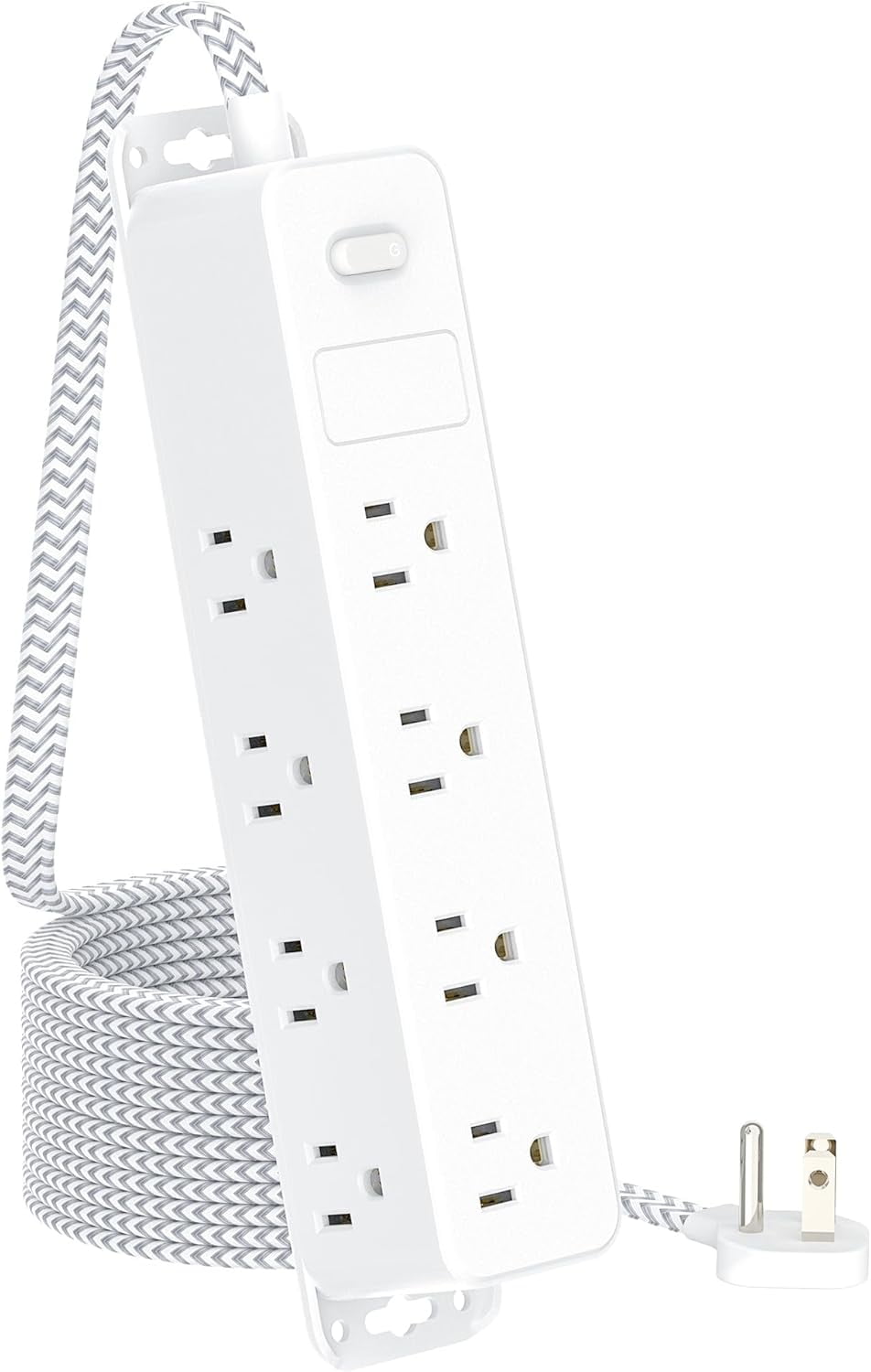 Surge Protector Power Strip, 5ft Braided Flat Plug Extension Cord, 12 ...