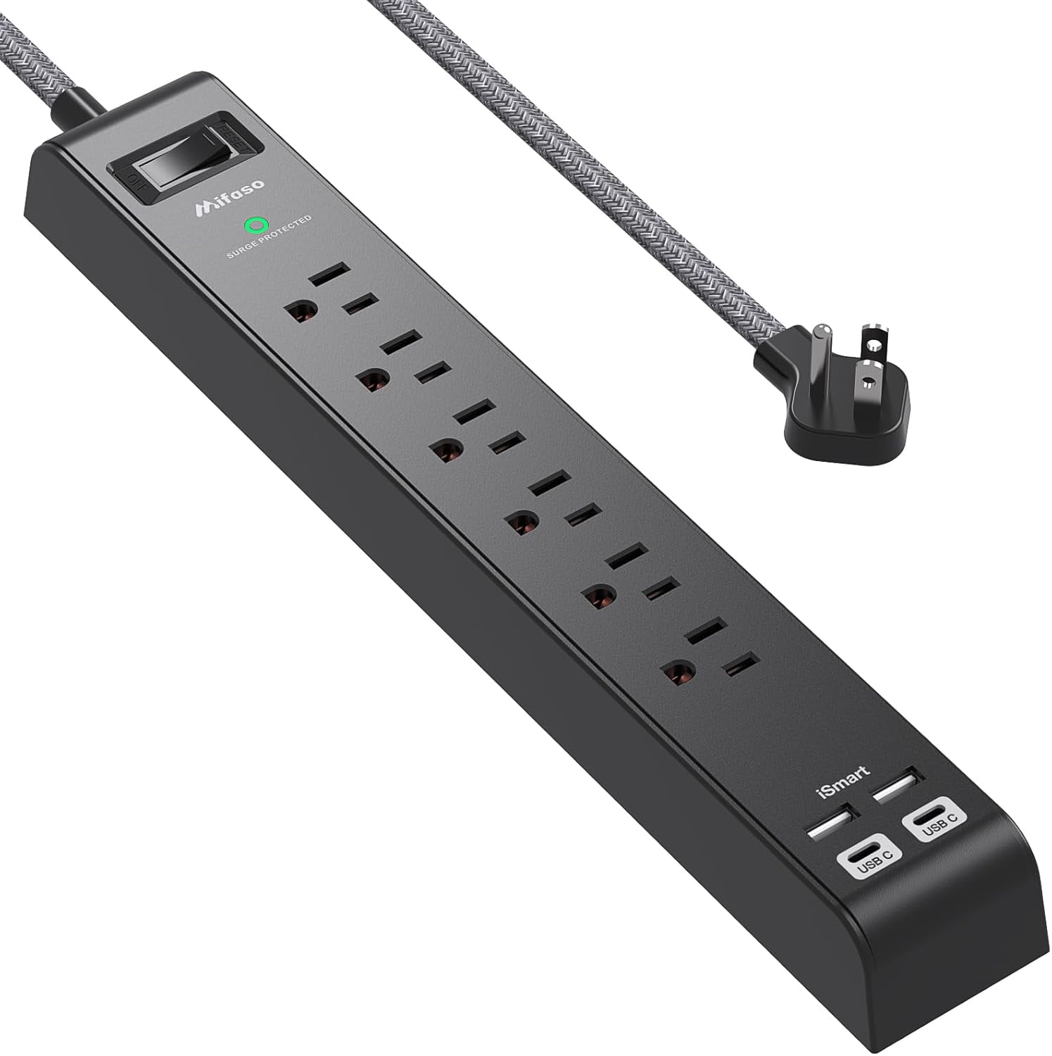 Surge Protector Power Strip - 6 Outlets 4 USB Charging Ports, 5Ft ...