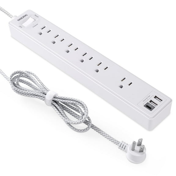 Surge Protector Power Strip, 4 Feet Extension Cord, 600 Joules ...