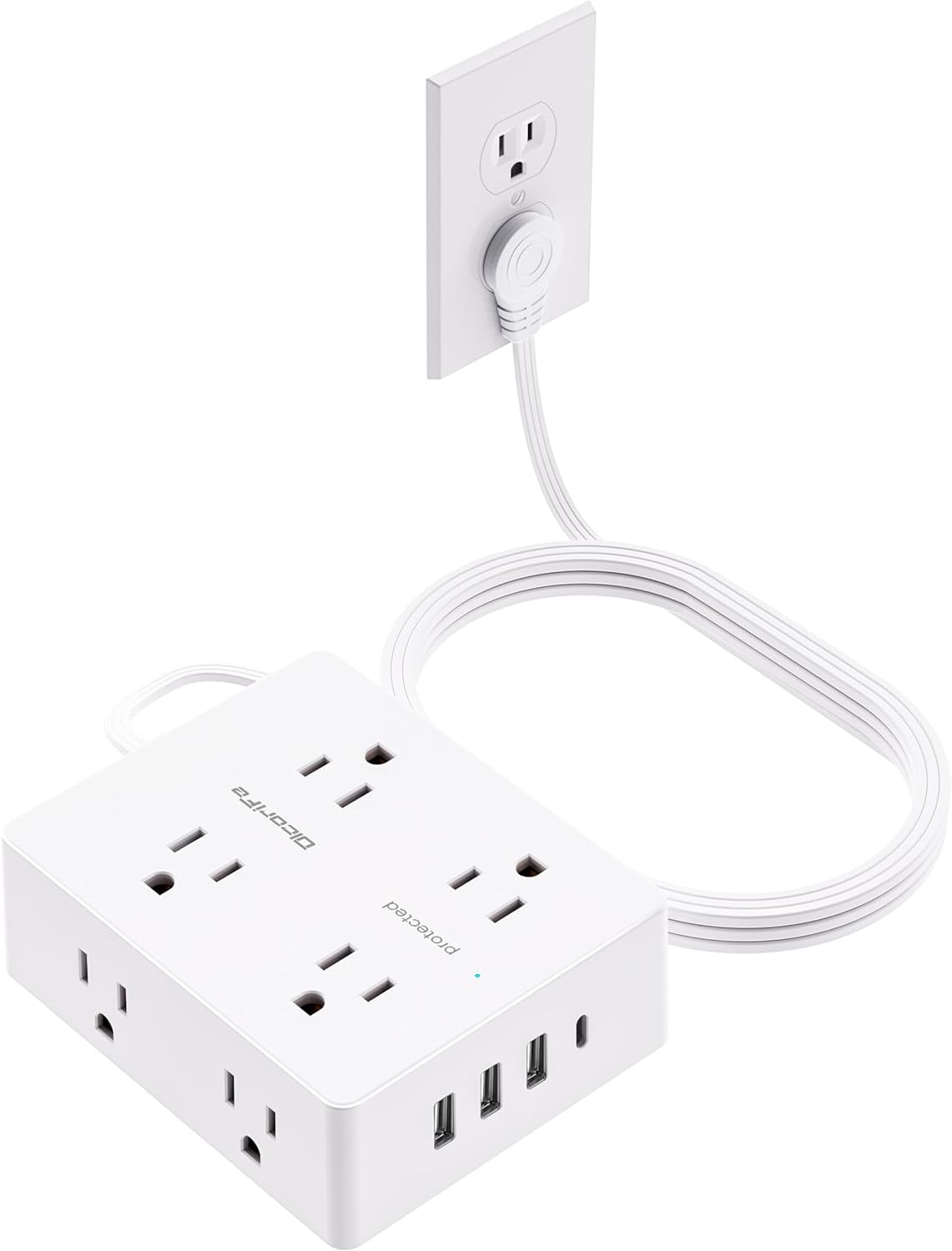 Surge Protector Power Strip, Olcorife 20ft Long Extension Cord with 8 ...