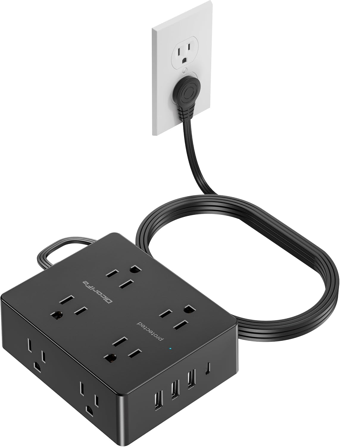 Surge Protector Power Strip, Olcorife Ultra Thin Flat Plug Extension ...