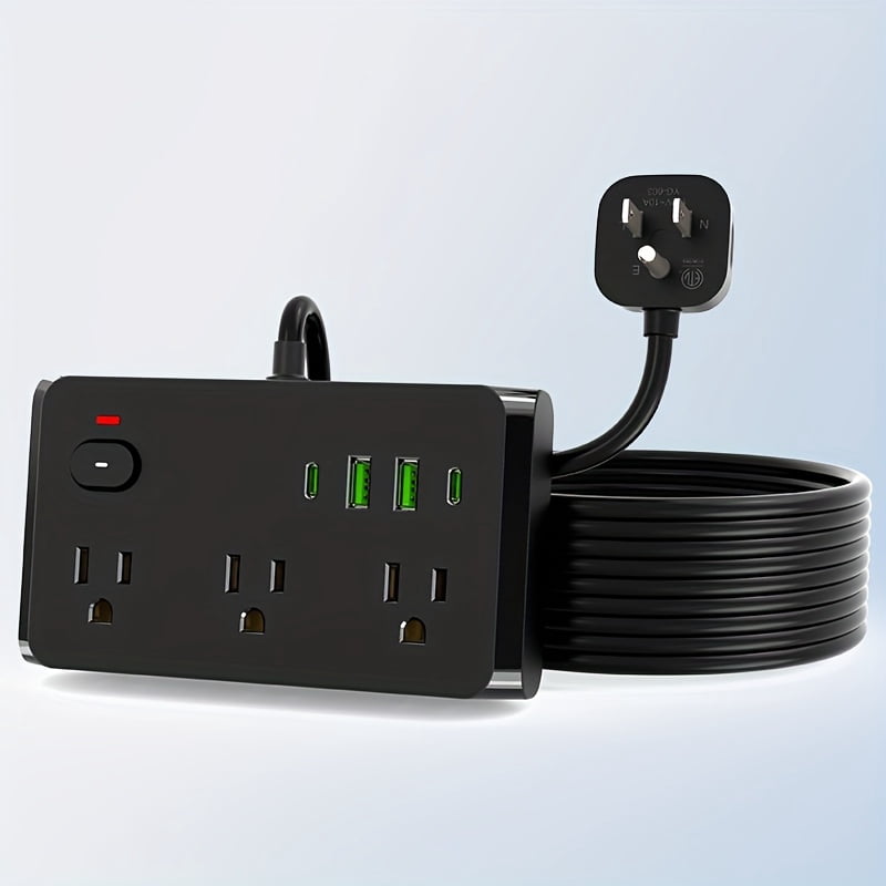 Surge Protector Power Strip Outlet Extender, 6 AC Outlets 4 USB Ports2A ...