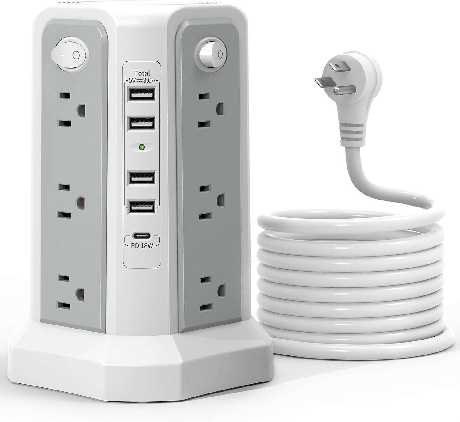 Surge Protector Power Strip Tower (13A 1625W) with 5 Ports (1 PD 20W ...