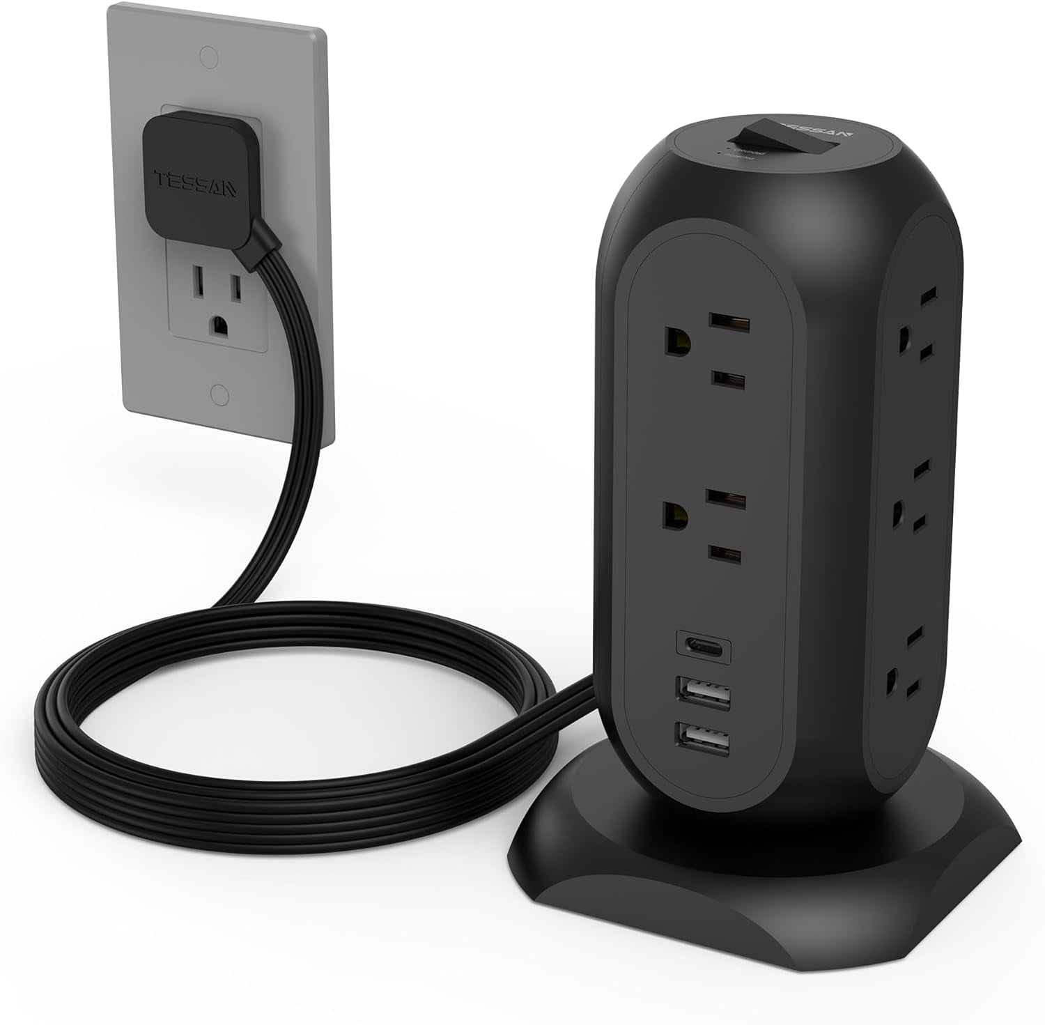 Surge Protector Power Strip Tower with 3 USB Ports 11 Outlets, 1875W ...