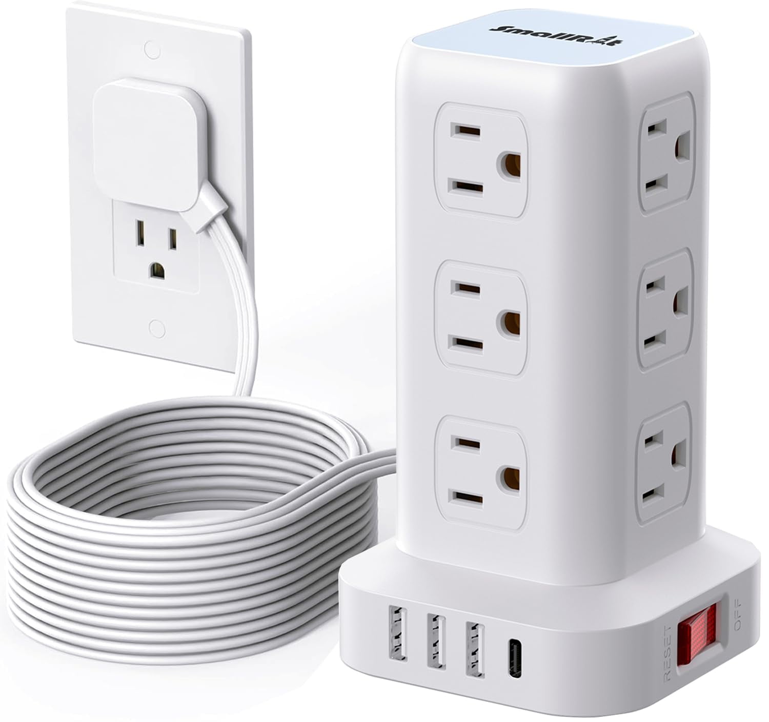 Surge Protector Power Strip Tower with Flat Plug, 10FT Ultra Thin ...