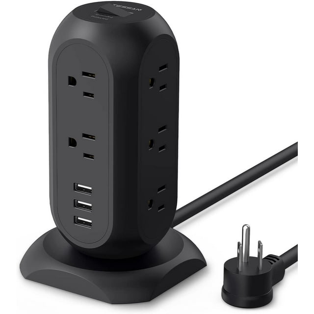 Surge Protector Power Strip Tower with 3 USB Ports 11 Outlets, 1875W ...