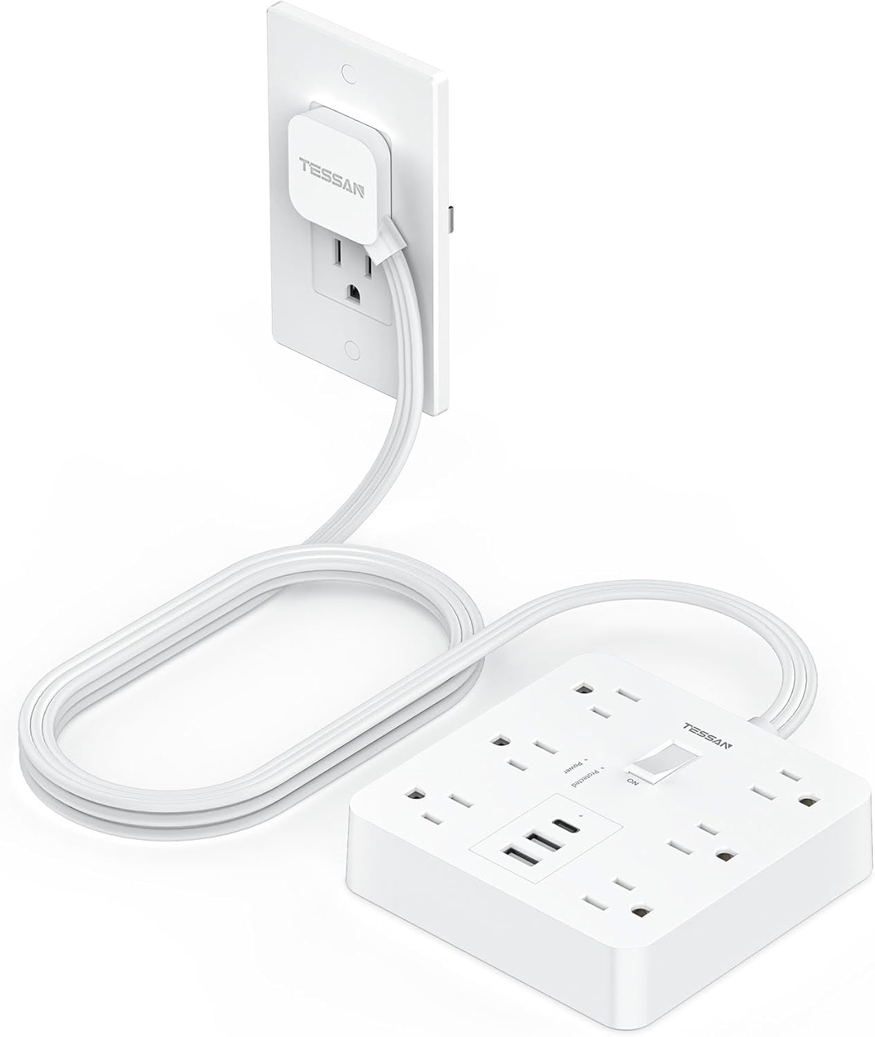 Surge Protector Power Strip with USB, 5FT Extension Cord with Multiple ...