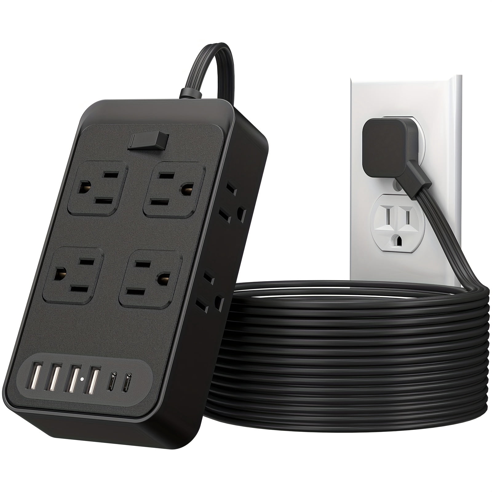Surge Protector Power Strip with 3" Short Cord, 8 Widely Spaced AC ...