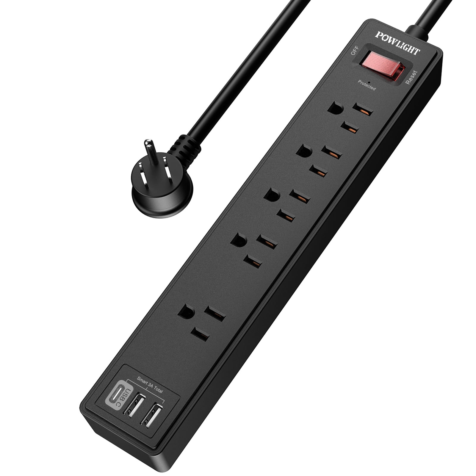 Surge Protector Power Strip with 5 AC Outlets and 3 USB Ports (1 USB-C ...