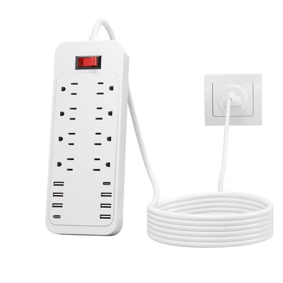 6 Ft Surge Protector Power Strip - 8 Widely Outlets with 4 USB Ports, 3 ...