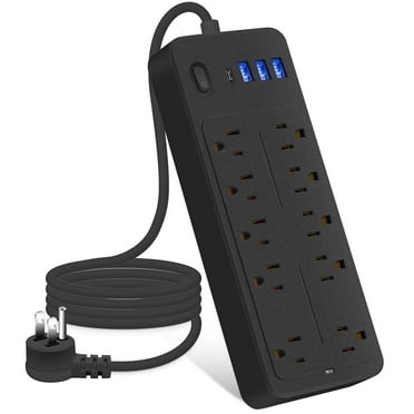 2 Pack Power Strip W/ 4 Outlets 3 USB Ports 4ft Short Extension Cord ...