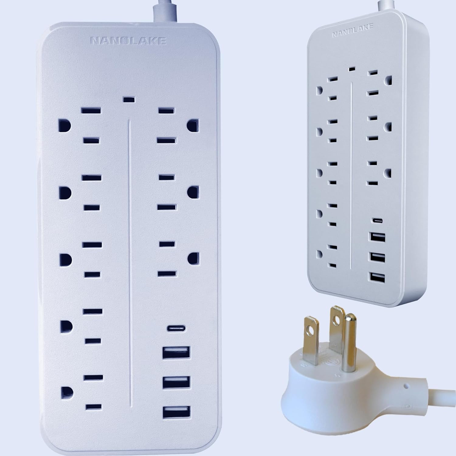 Surge Protector Power Strip wtih USB Ports,8 AC outlets,Flat Plug,6Ft ...