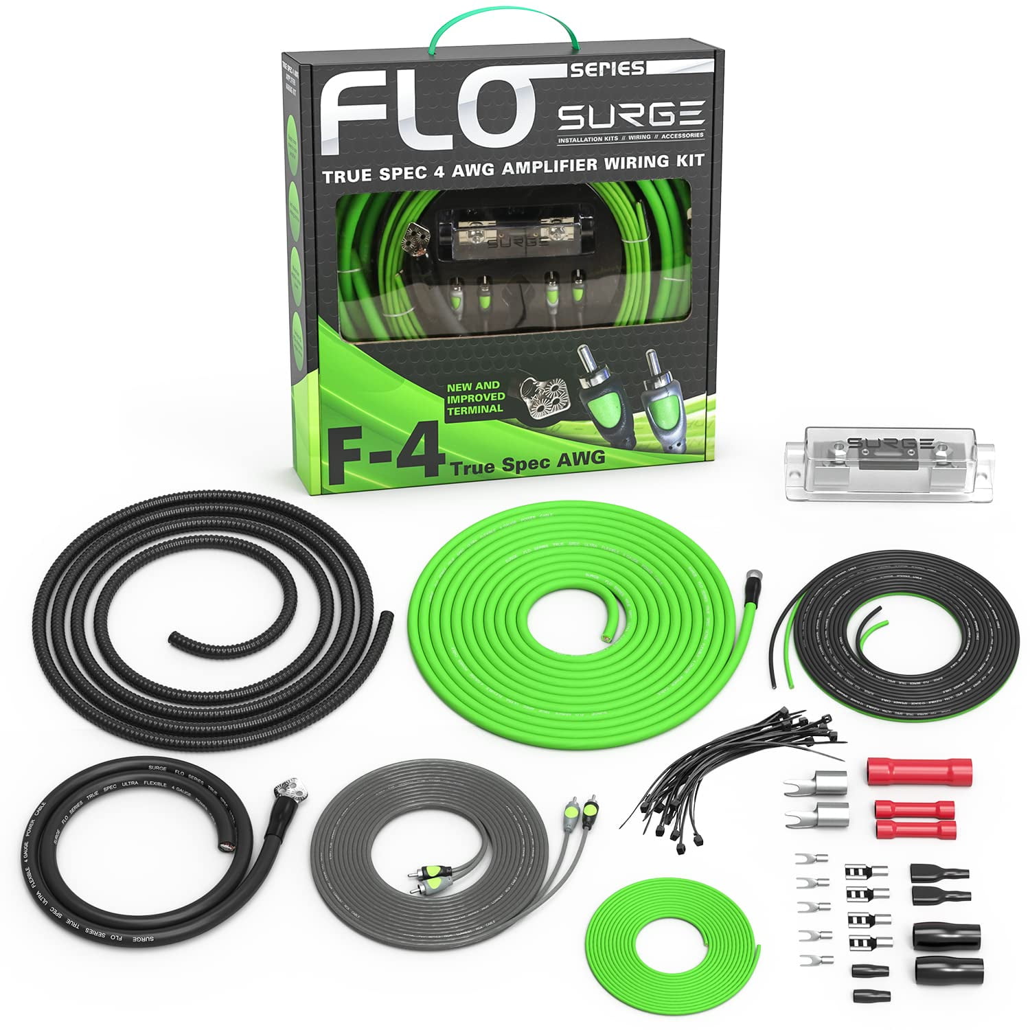 Surge Series Amplifier Installation Wiring Kit - 4 Gauge Amp Kit - True ...