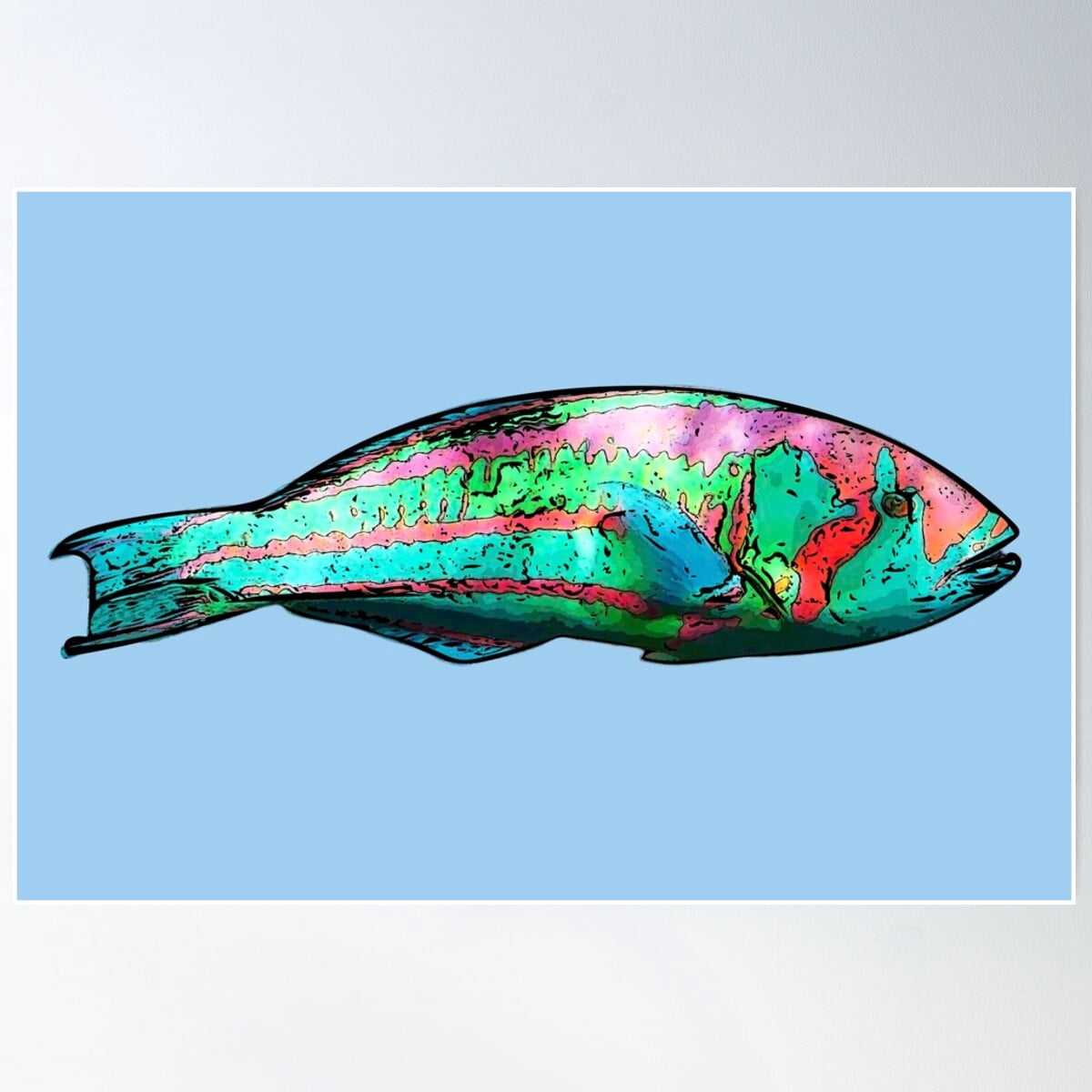 Surge Wrasse Black Alternate Design Poster Wall Art, Modern Wall Decor ...