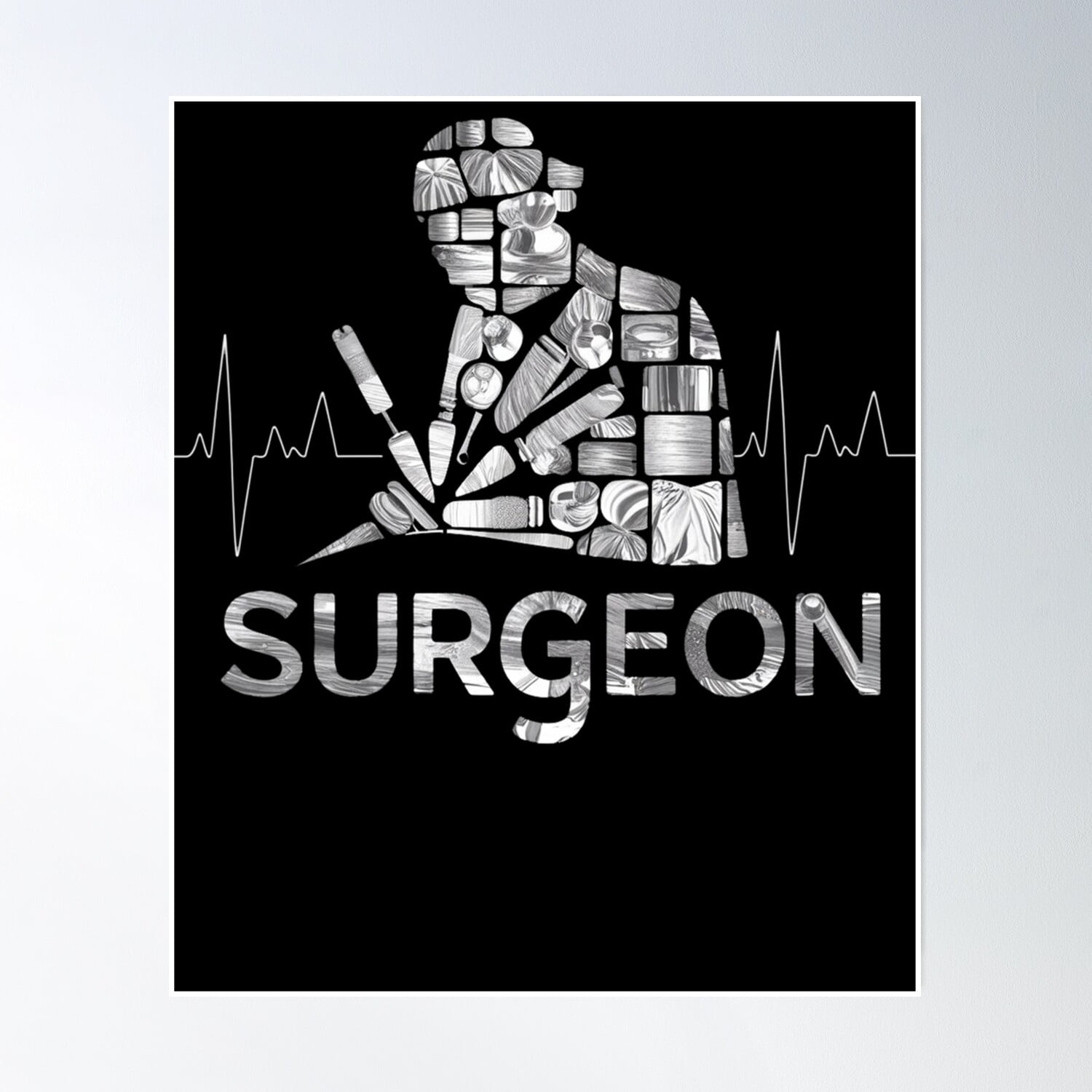 Surgeon Tools Silhouette – Heartbeat Medical Design Poster Wall Art ...
