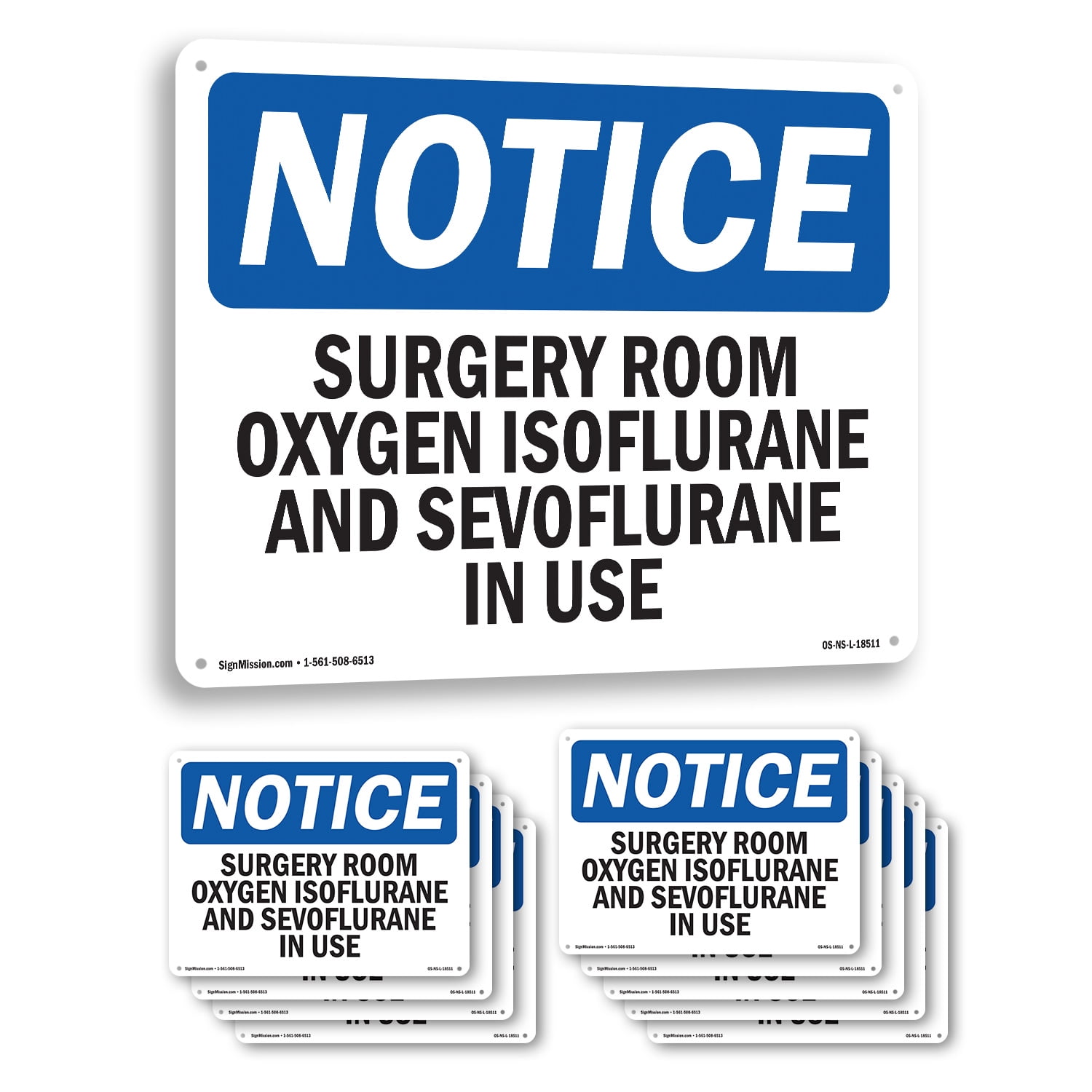 Surgery Room Oxygen In Use OSHA Notice Rigid Plastic Sign 10 Inch x 7 ...