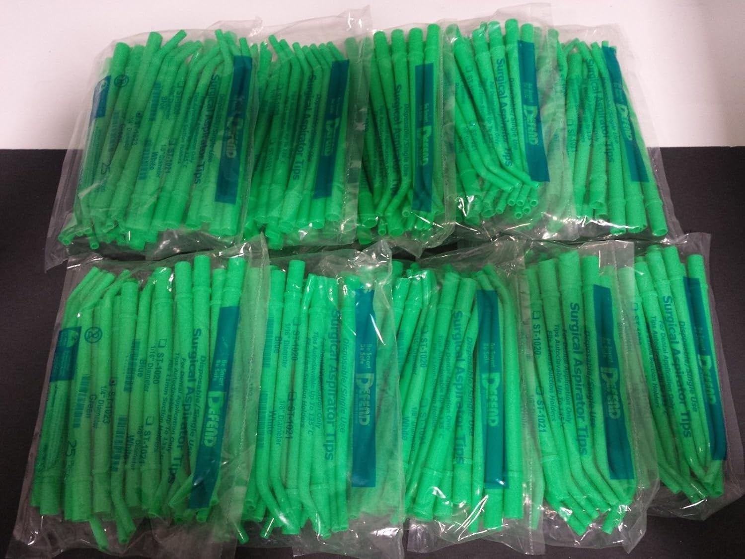 Surgical Aspirator Suction Tips Green CASE of 250 Pieces 1/4 Dental ...