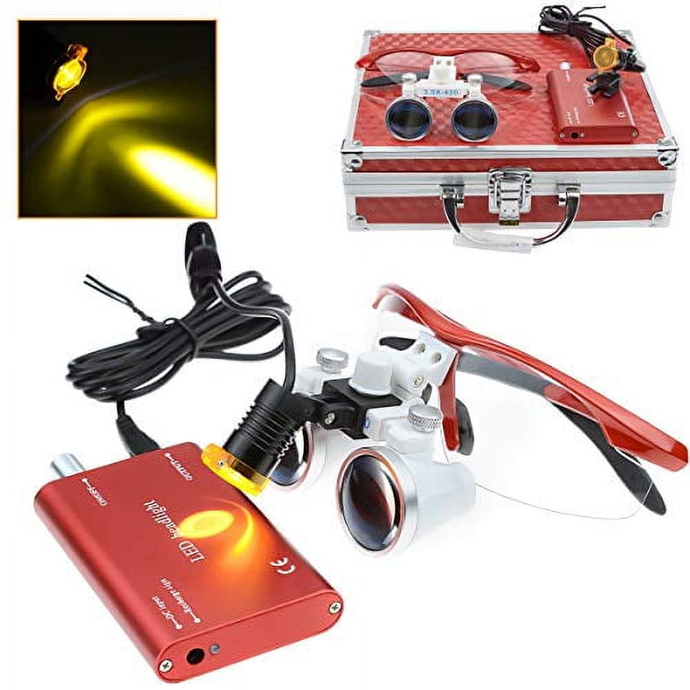 Surgical Binocular Loupes Optical Glass Loupe 3.5X420mm with LED Head ...