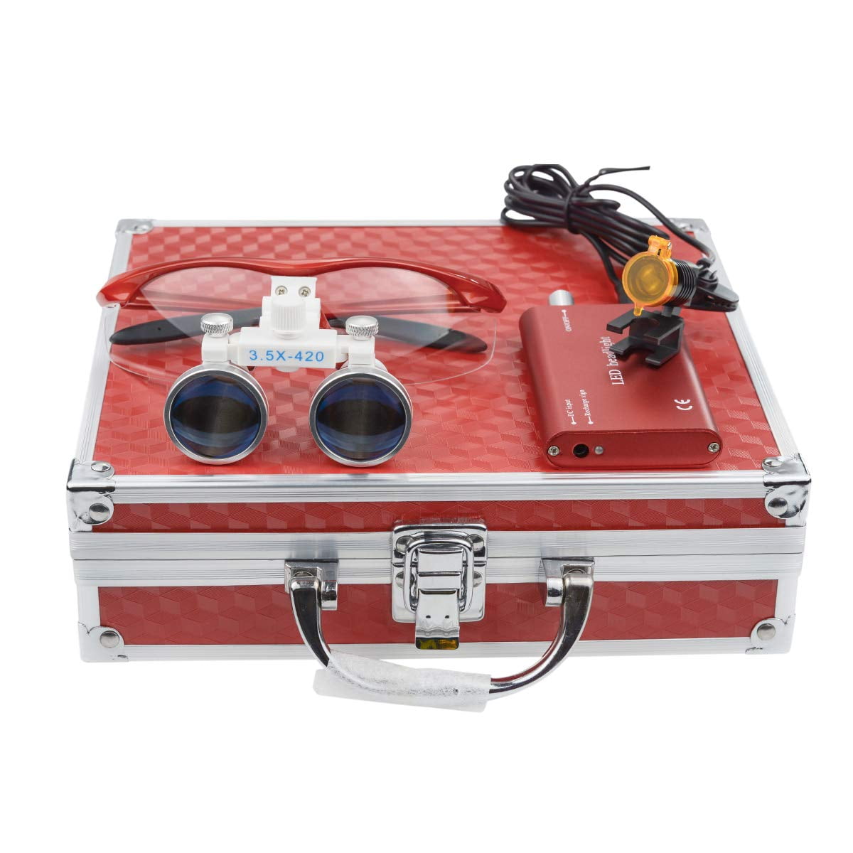 Surgical Binocular Loupes Optical Glass Loupe 3.5X420mm with LED Head ...
