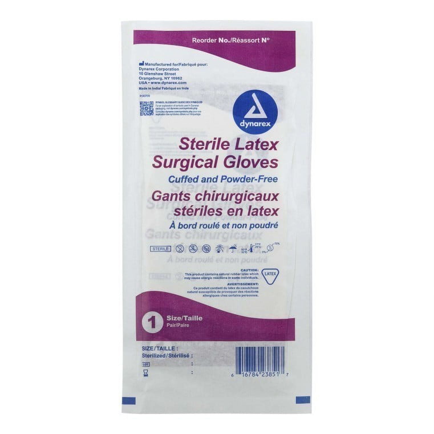 Surgical Gloves, Latex, Powder-Free, Sterile, Size 7.0, 50 Pairs/BOX ...