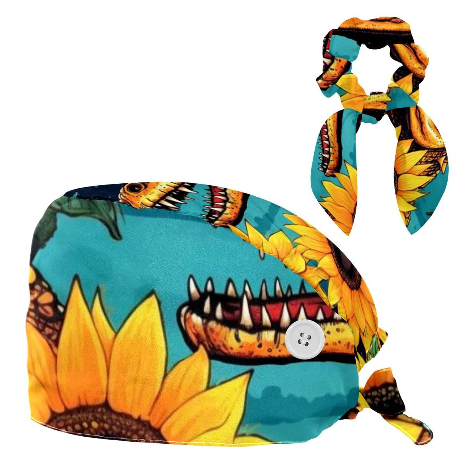 Surgical Hats & Rabbit Ear Scrunchie Set, Crocodile Star Sunflower ...
