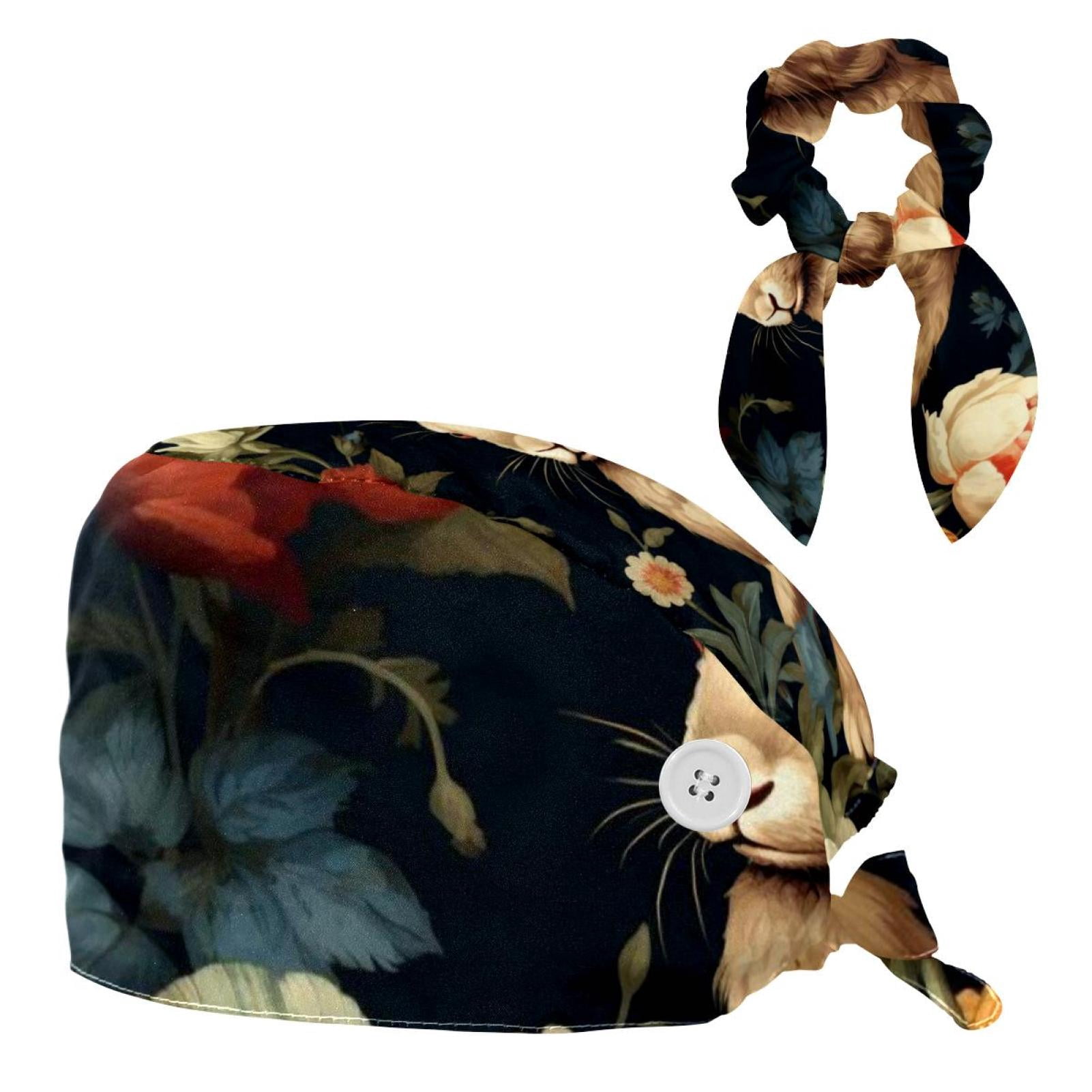 Surgical Hats & Rabbit Ear Scrunchie Set, Rabbit Adjustable Scrub Caps ...