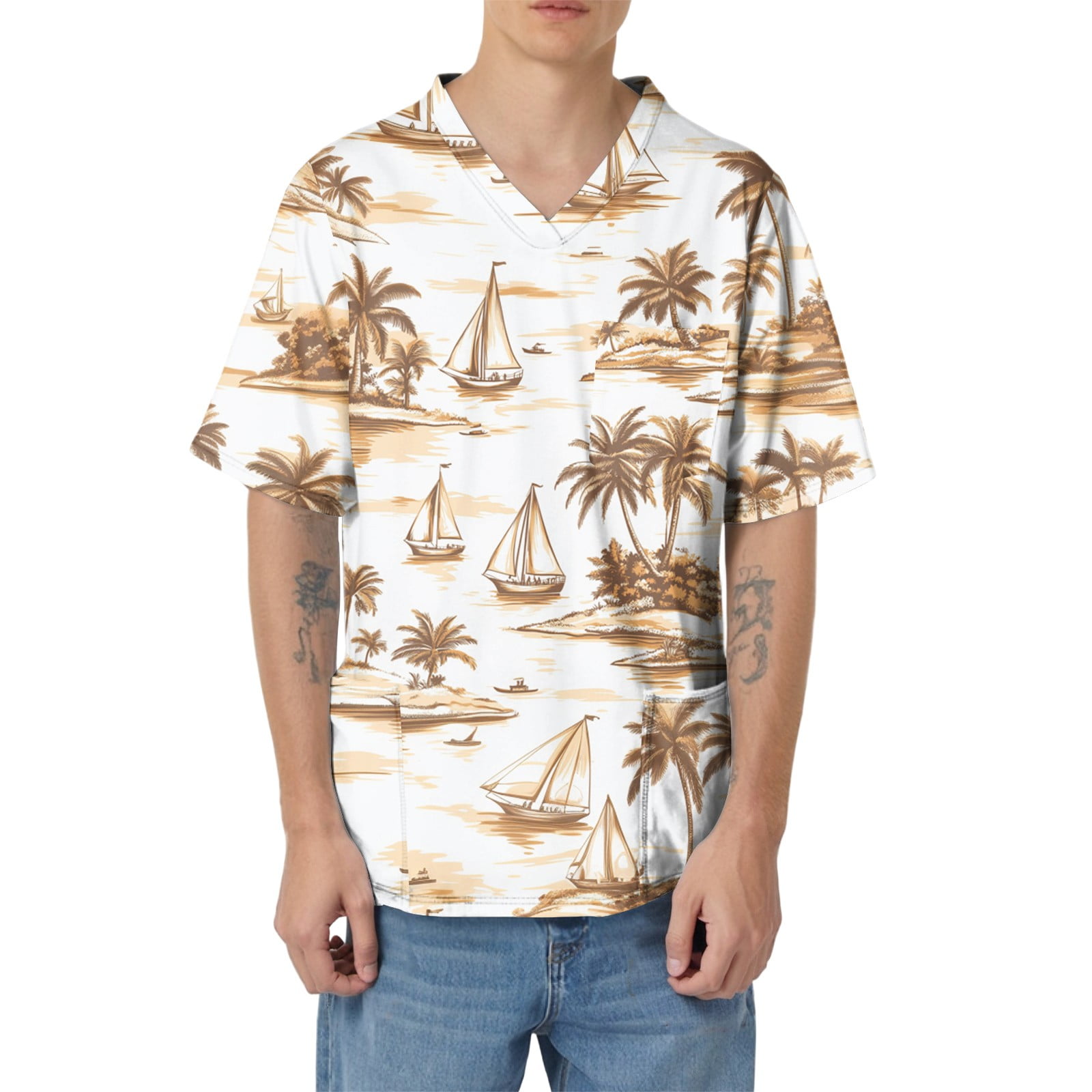 Surgical Scrubs Hike Fall Short Sleeve Tops Mens Fashion Plus Size ...